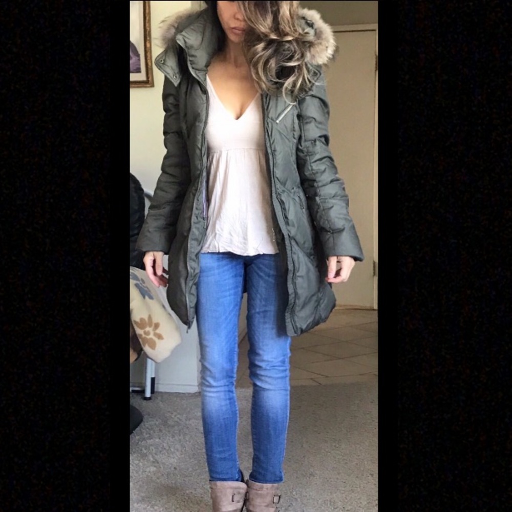 Andrew Marc Parka Down Jacket With Fur Hood - Gem